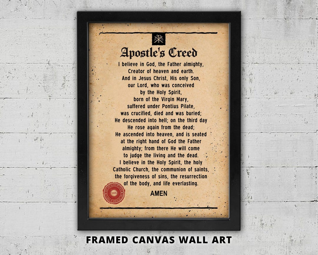 Apostles Creed Prayer Framed Canvas Wall Art: Catholic, Christian ...