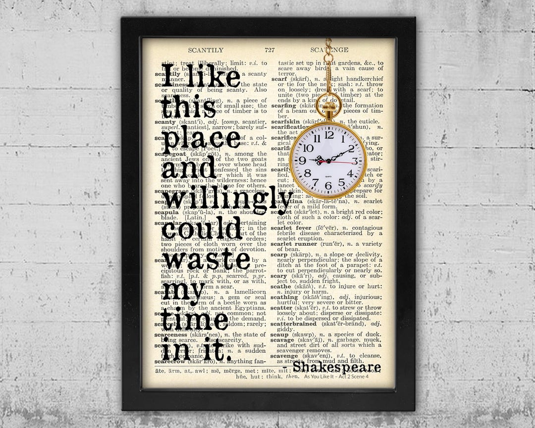 Shakespeare Quote Wall Clock: Silent Movement, Book Nook Decor - Etsy
