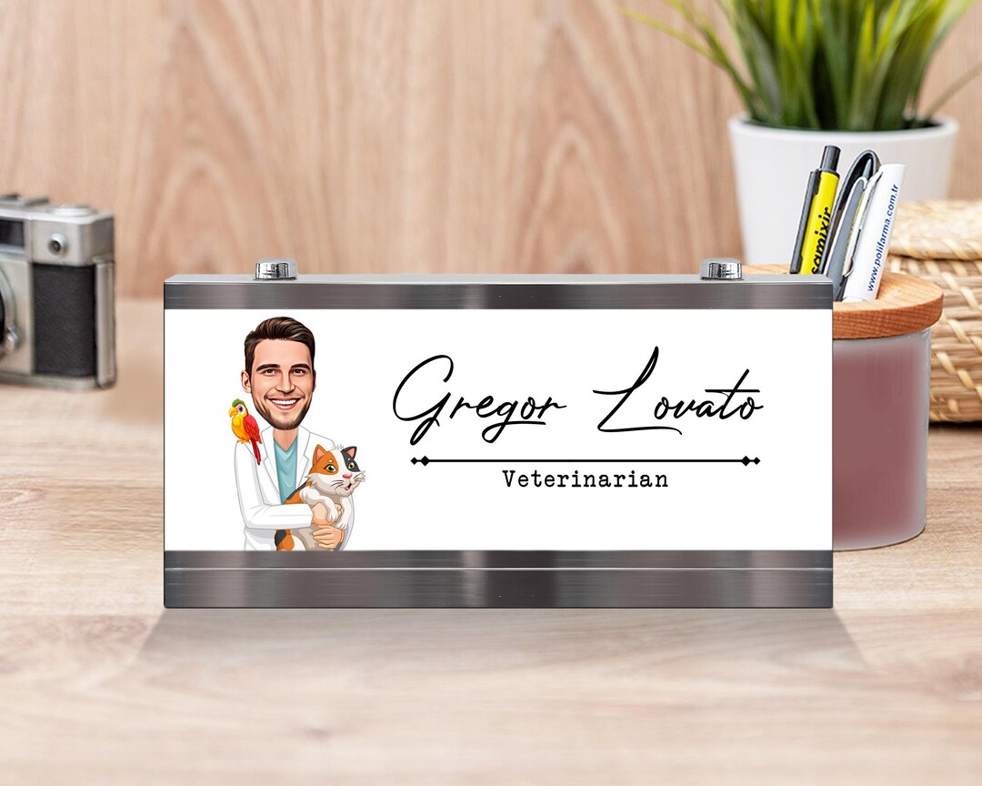 Veterinarian Name Desk Plate for Men, Male Vet Gift, Vet Tech Gift ...