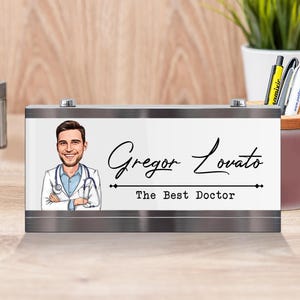 Medical Doctor Desk Name Plate for Men With Cartoon, Doctor Desk Metal ...