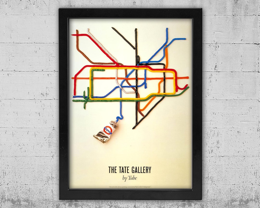 Quadro em tela vintage Tate By Tube London, pôster Tate By Tube, arte ...