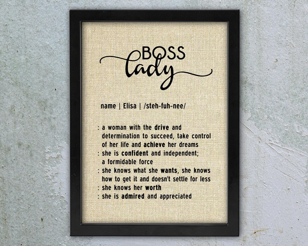 Personalized Boss Lady Linen Framed Sign: Inspirational Office Decor - Etsy