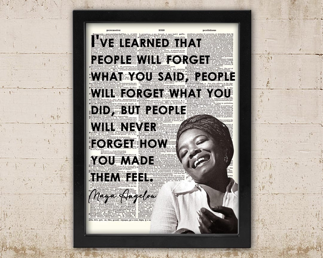 Maya Angelou Quote Art: Framed Canvas Print, Vintage Dictionary Style ...