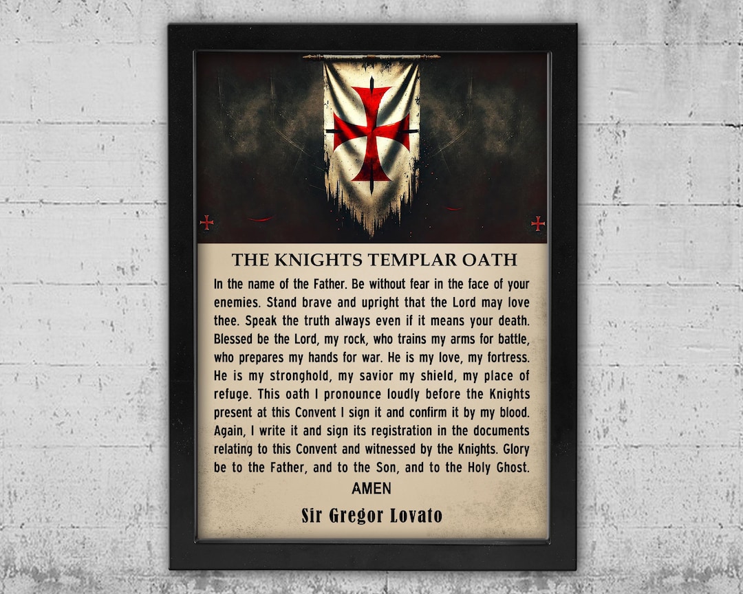Knights Templar Oath Framed Canvas Sign: Warrior Art Gift - Etsy