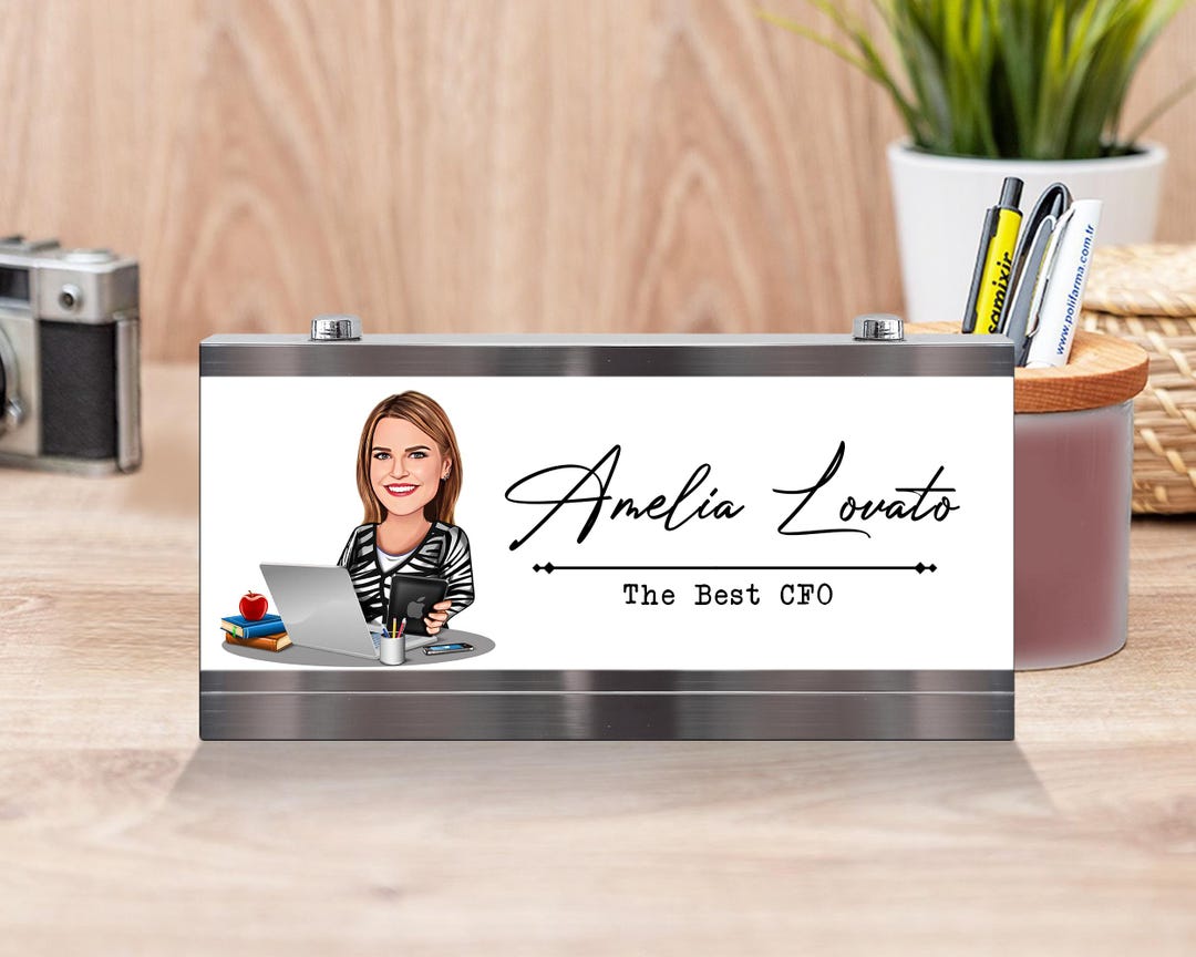 Funny Desk Metal Name Plate for Women, Custom Desk Sign for Office With ...