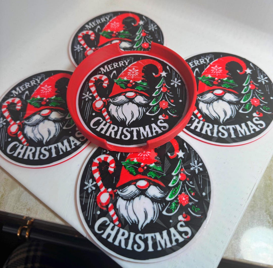 Merry Christmas Coaster Set - Etsy
