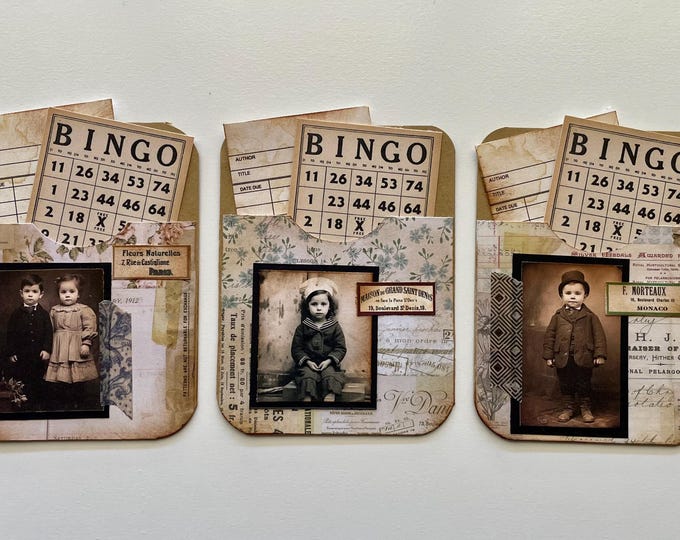 Set of 3 Handmade Vintage Style Altered Pockets With Ephemera for ...