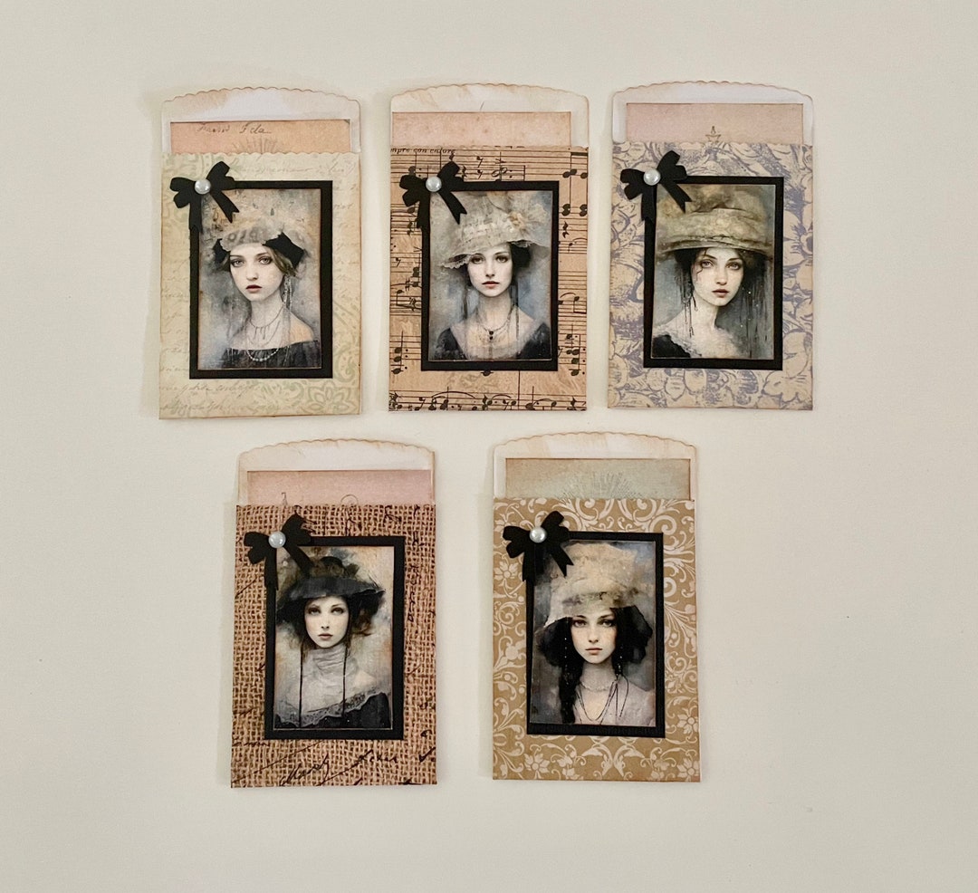 ONSALE Set of 5 Handmade Vintage Style Ladies Pockets With Tags for ...