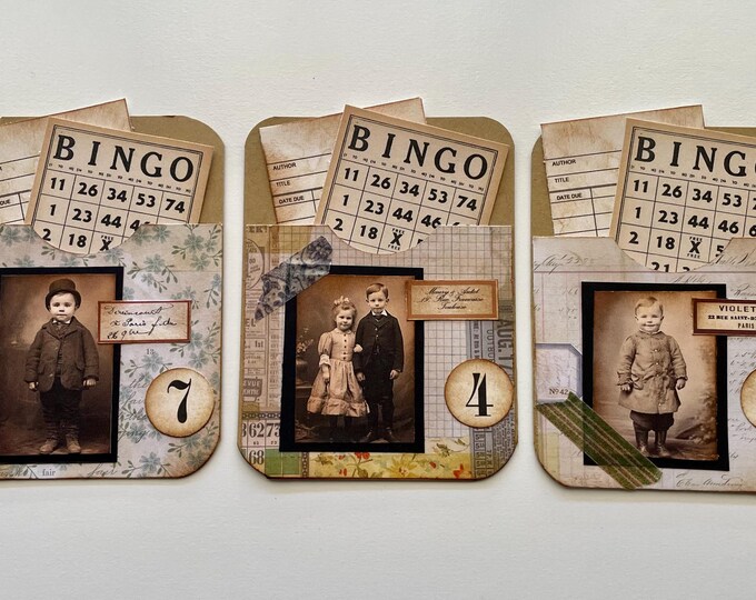 Set of 3 Handmade Vintage Style Altered Pockets With Ephemera for ...
