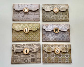 Set of 3 Handmade Vintage Style Altered Pockets With Library Cards for ...