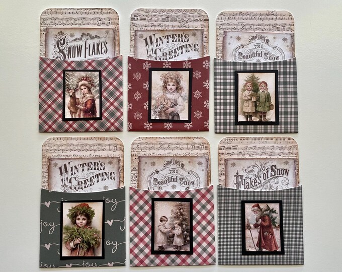ON SALE Set of 4 Handmade Vintage Pockets With Ephemera for Journals ...