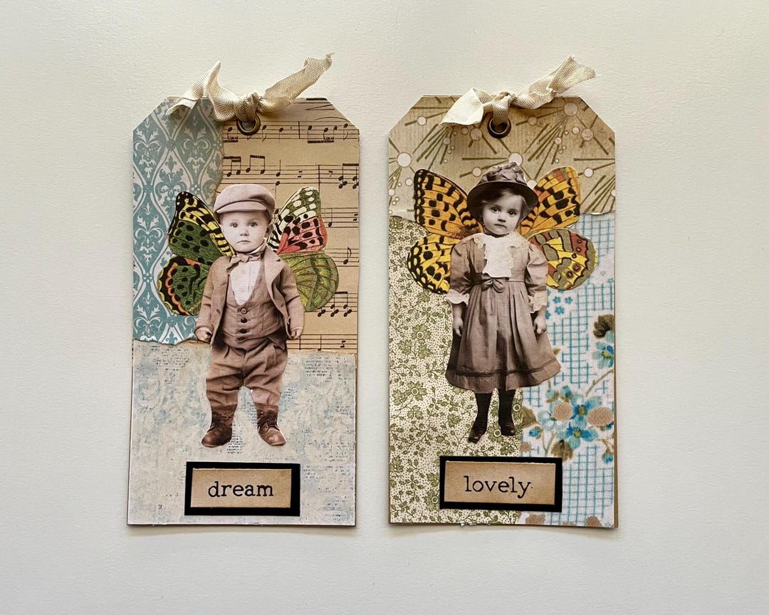 Set of 2 Handmade Hand Cut Vintage Style Fairy Children Tags for ...
