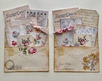 ON SALE Set of 4 Handmade Vintage Pockets With Ephemera for Journals ...