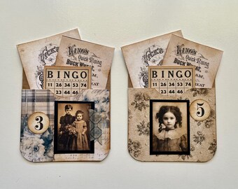 Set of 2 Handmade Vintage Style Altered Pockets With Ephemera for ...