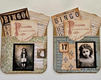 Set of 2 Handmade Vintage Style Altered Pockets With Ephemera for ...