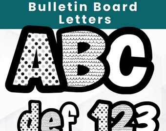 Bulletin Board Letters Printable Black and White - Etsy