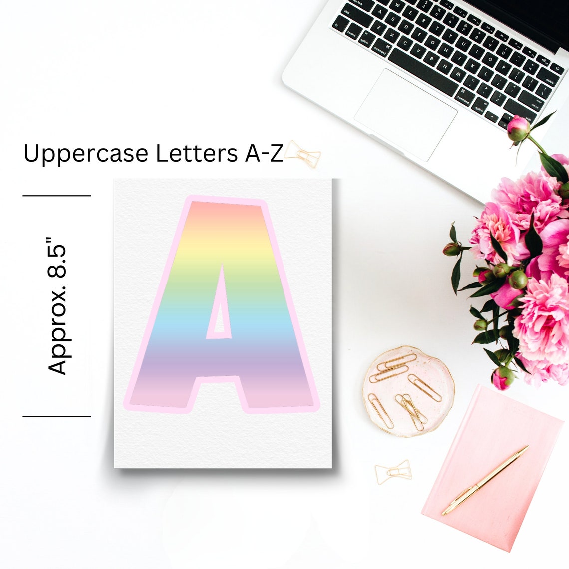 Pastel Rainbow Bulletin Board Letters, Rainbow A-Z Bulletin Board ...