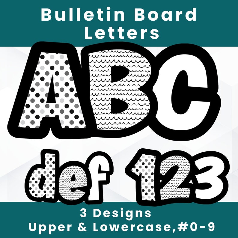 Black and White Classroom Decor, Printable Black and White Bulletin ...