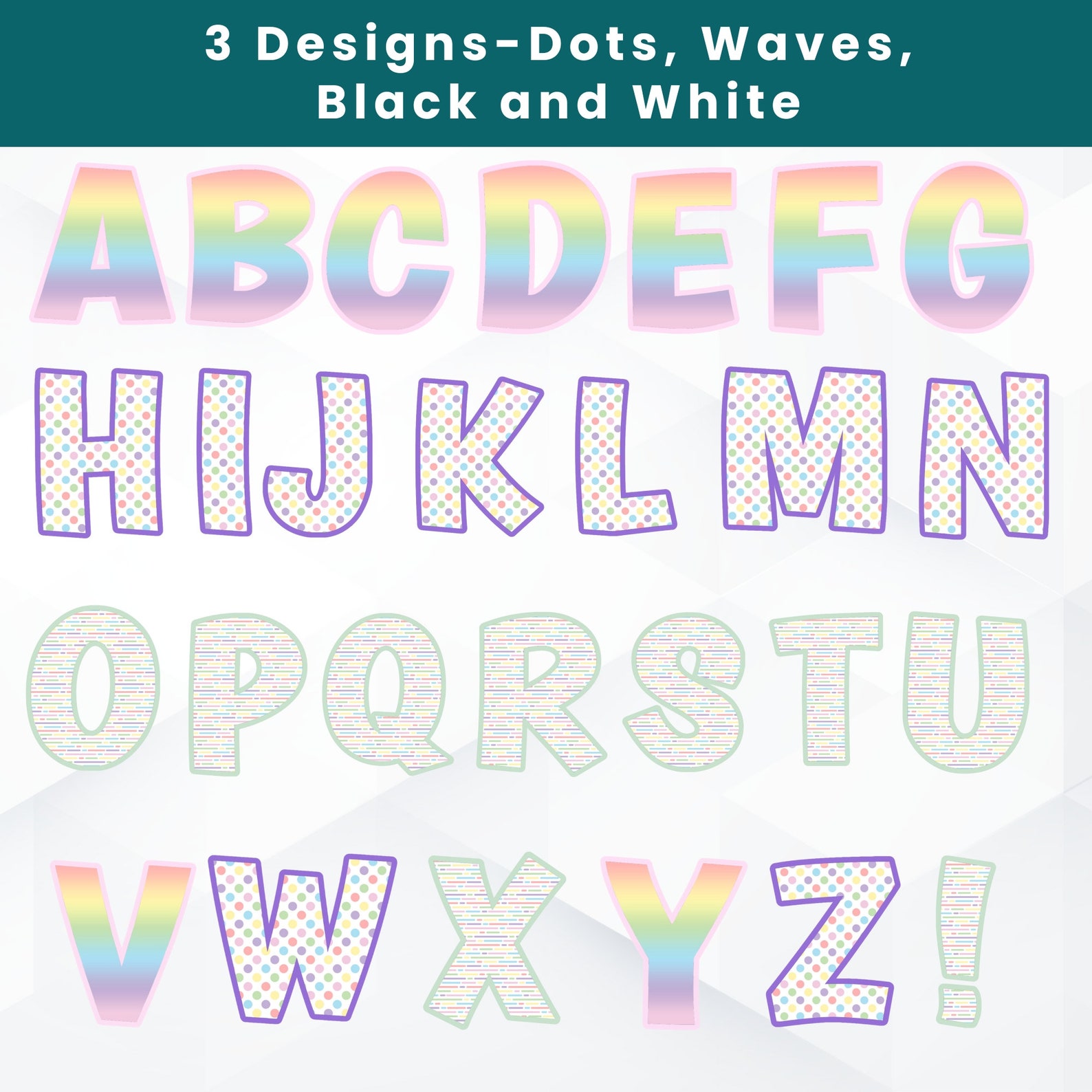 Pastel Rainbow Bulletin Board Letters, Rainbow A-Z Bulletin Board ...