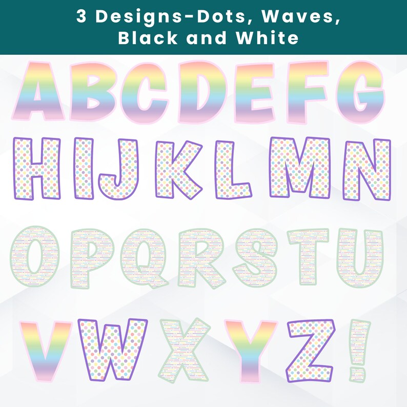 Pastel Rainbow Bulletin Board Letters, Rainbow A-Z Bulletin Board ...