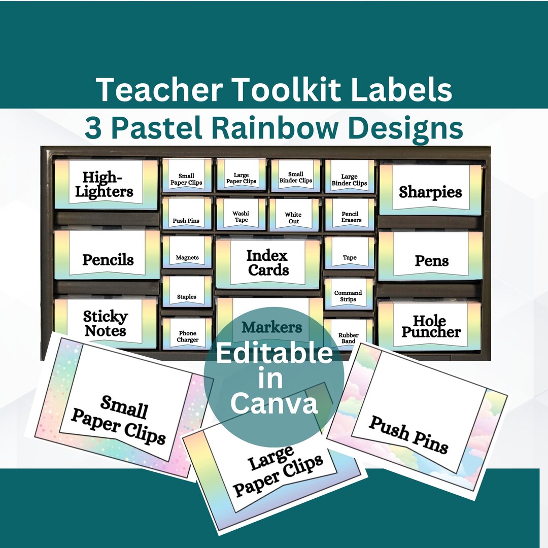 Teacher Toolbox Editable Labels, Pastel Design Editable Labels, Pastel ...