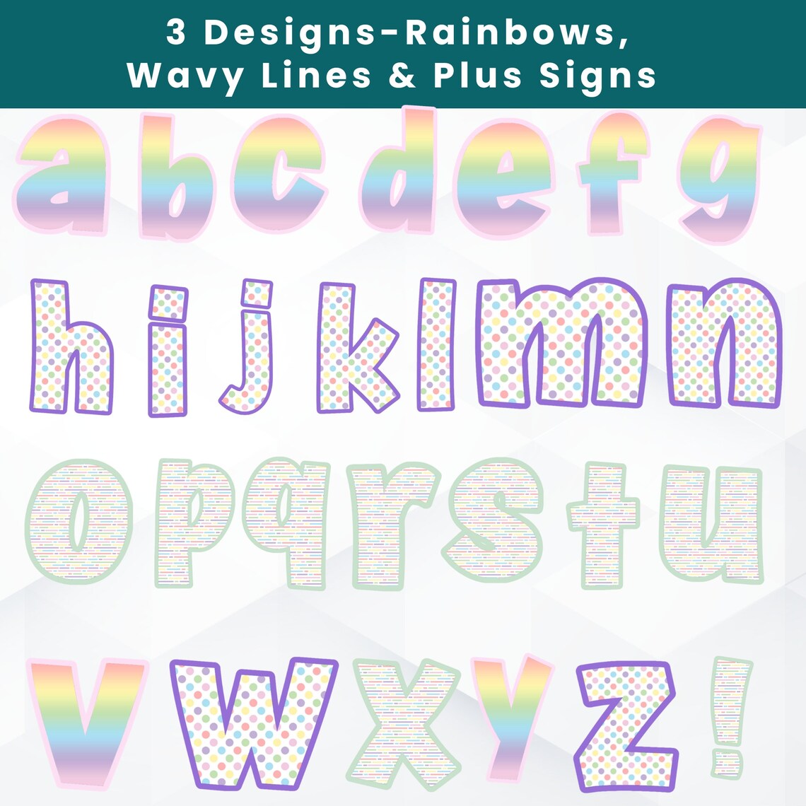 Pastel Rainbow Bulletin Board Letters, Rainbow A-Z Bulletin Board ...