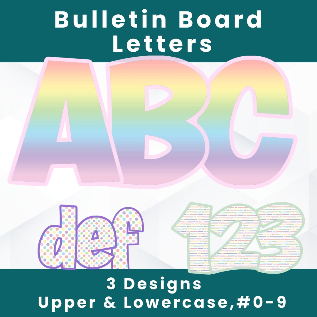 Pastel Rainbow Bulletin Board Letters, Rainbow A-Z Bulletin Board ...