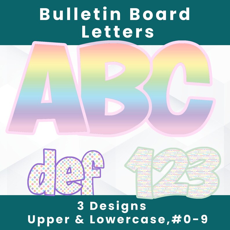 Pastel Rainbow Bulletin Board Letters, Rainbow A-Z Bulletin Board ...