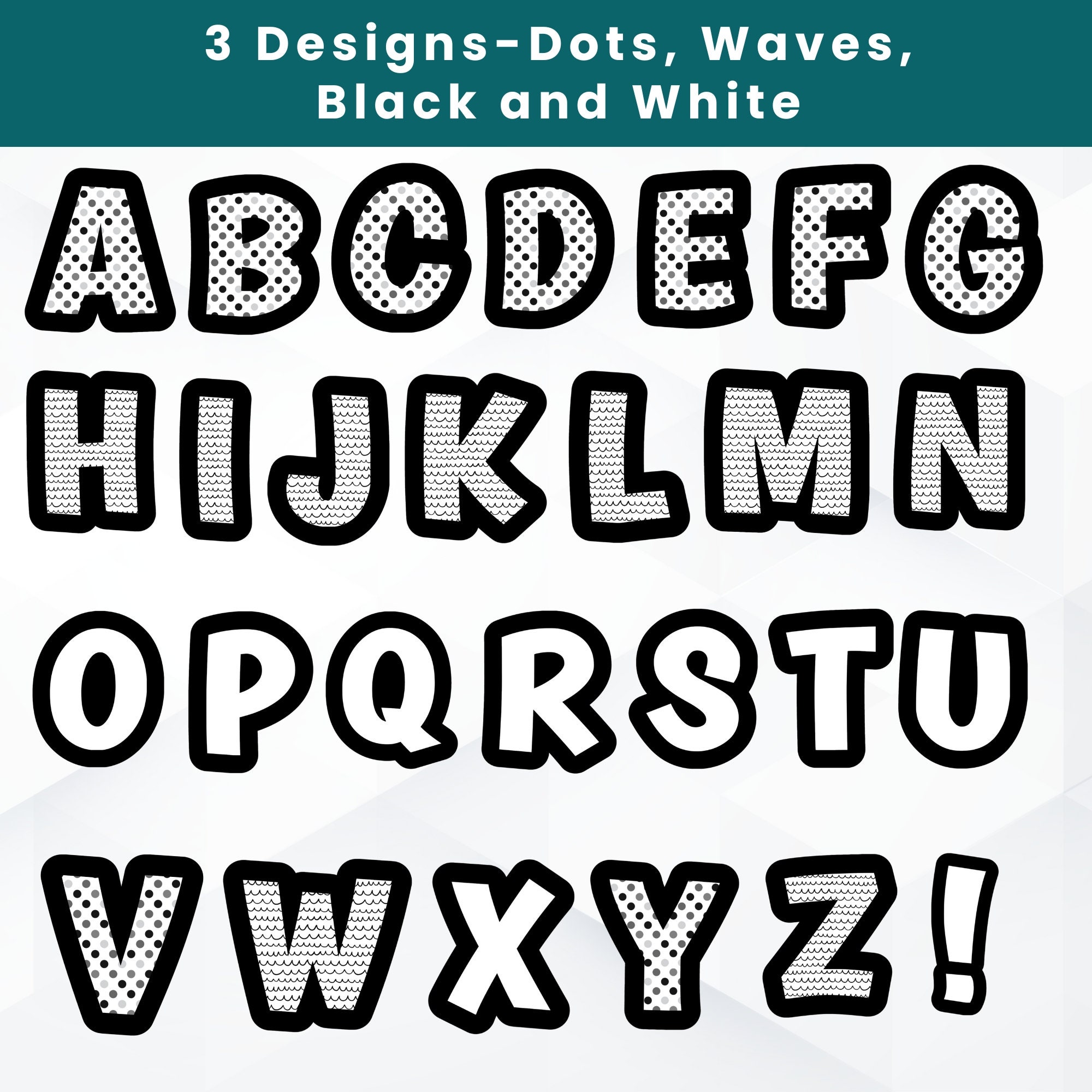 Black and White Classroom Decor, Printable Black and White Bulletin ...