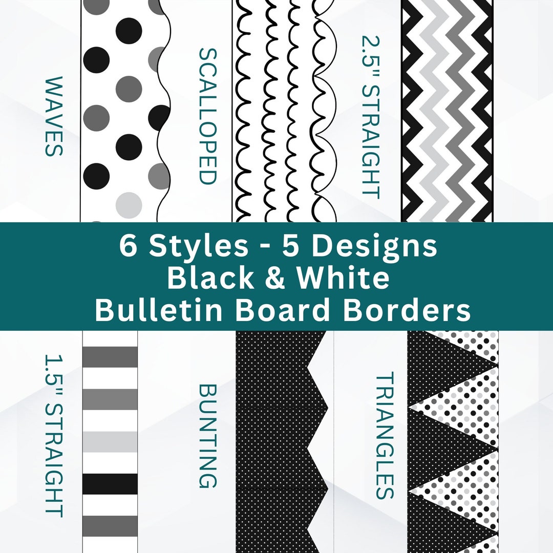 Black and White Classroom Bulletin Board Borders, Modern Classroom ...
