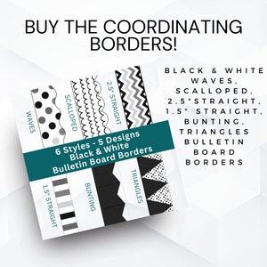 Black and White Classroom Decor, Printable Black and White Bulletin ...