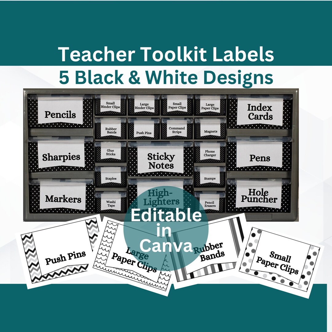 Teacher Toolbox Editable Labels, Black and White Teacher Toolbox ...