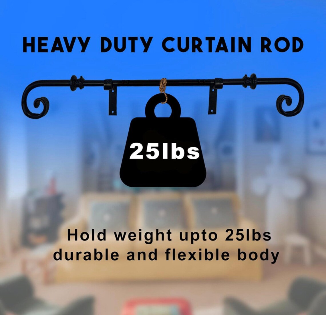 Hand Forged Sheperds Crook Scroll End Wrought Iron Curtain Pole Set. - Etsy