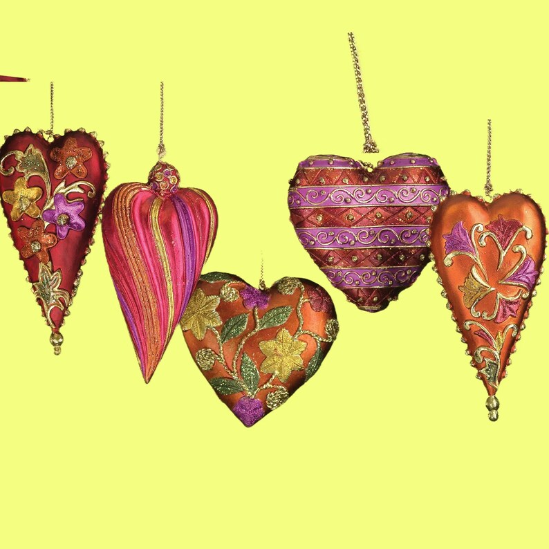 Heart Shaped Valentine Ornament Set Of 5 Made In Philippines Etsy