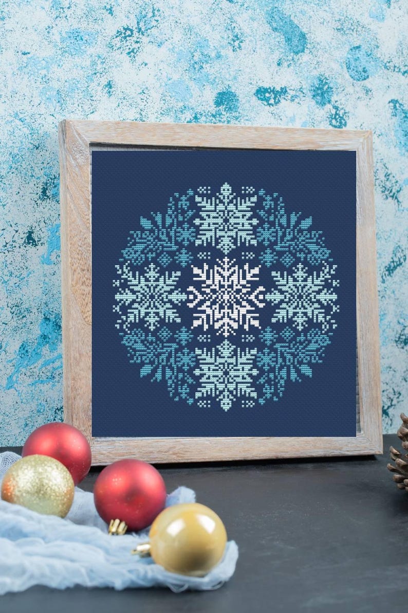 Snowflake Cross Stitch Pattern: Christmas Snow Globe (PDF Download ...