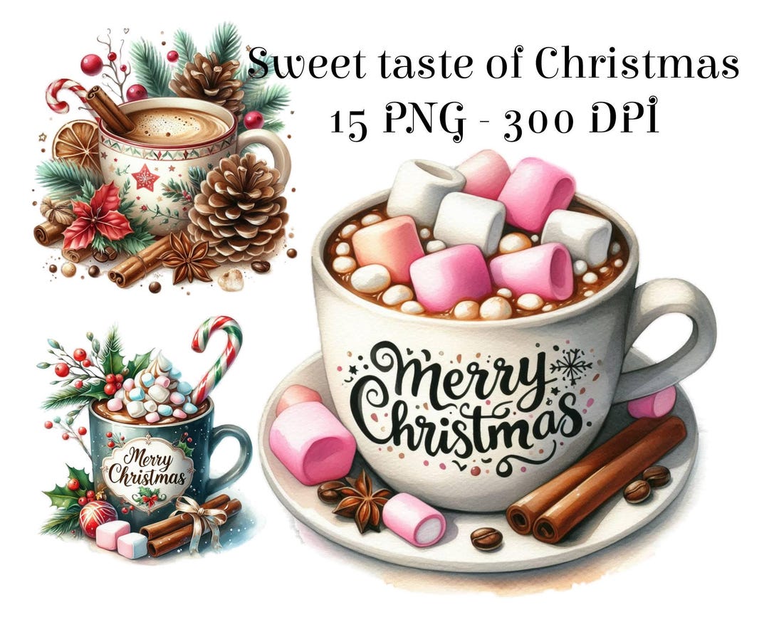 Watercolor Christmas Coffee Clipart, Cozy Christmas Clipart, Coffee ...