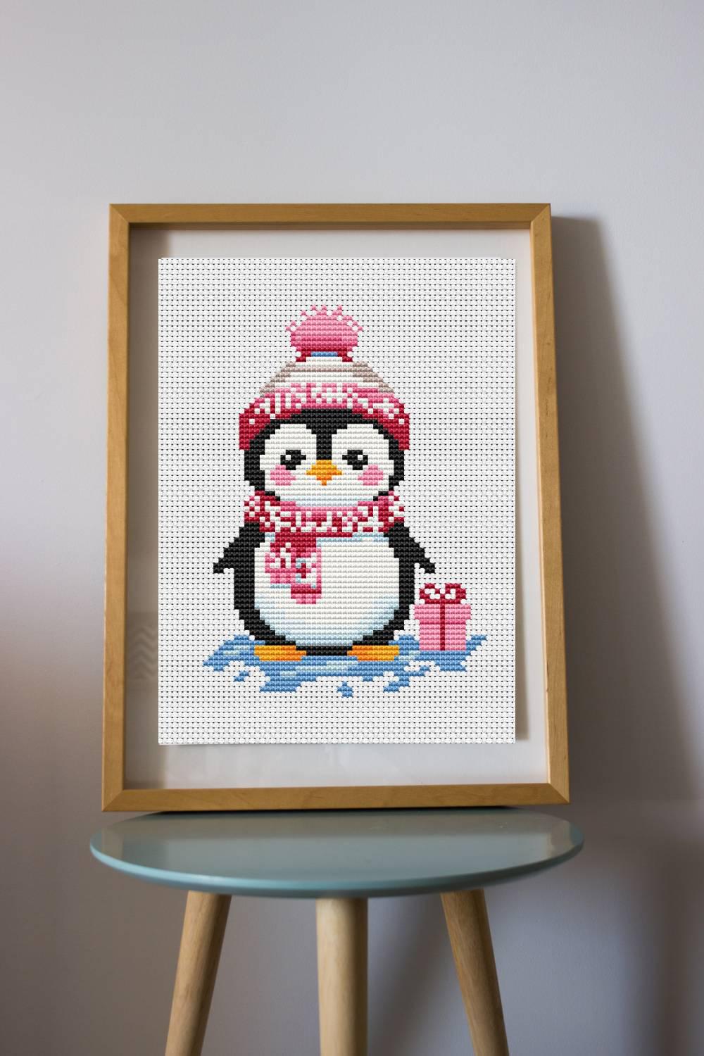 Cute Penguin Cross Stitch, Pattern PDF, Christmas Craft Design, Instant ...