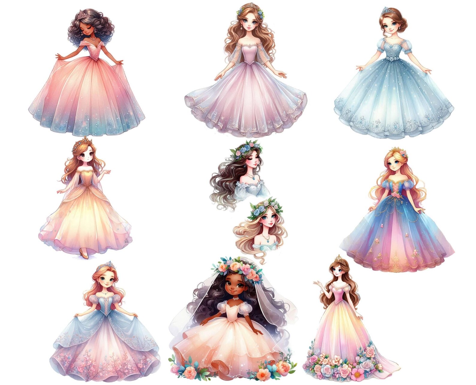 Set of Clipart “charming Princess” – Crown, Watercolor | Pink Birthday ...