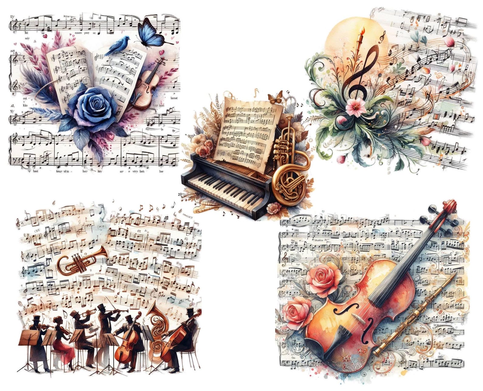 Musical Notes Clipart, Abstract Music Symbols, Music Notation Png ...