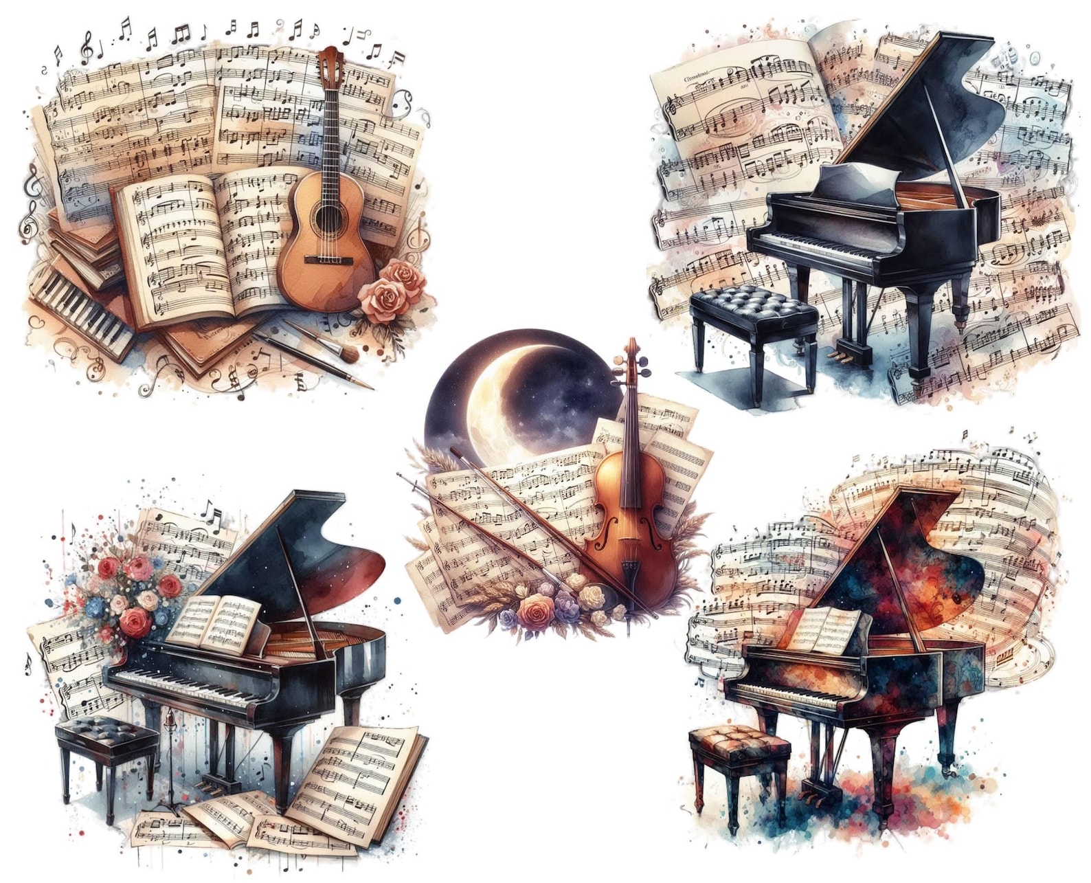 Musical Notes Clipart, Abstract Music Symbols, Music Notation Png ...