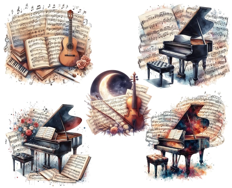 Musical Notes Clipart, Abstract Music Symbols, Music Notation Png ...