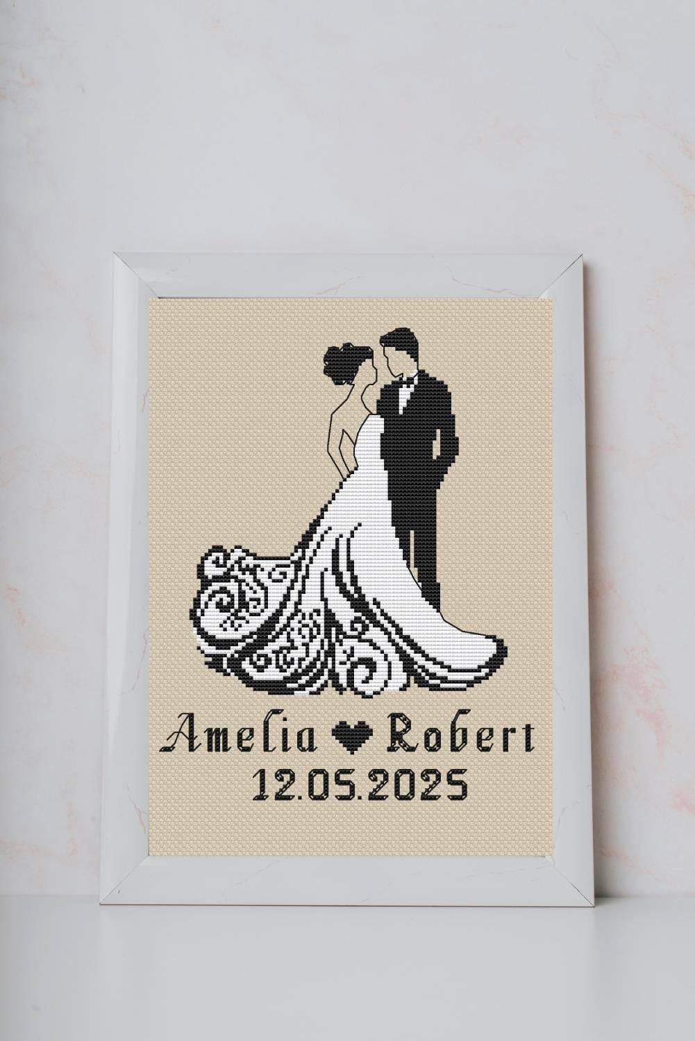 Personalized Wedding Silhouette Cross Stitch Pattern: Custom Bride ...