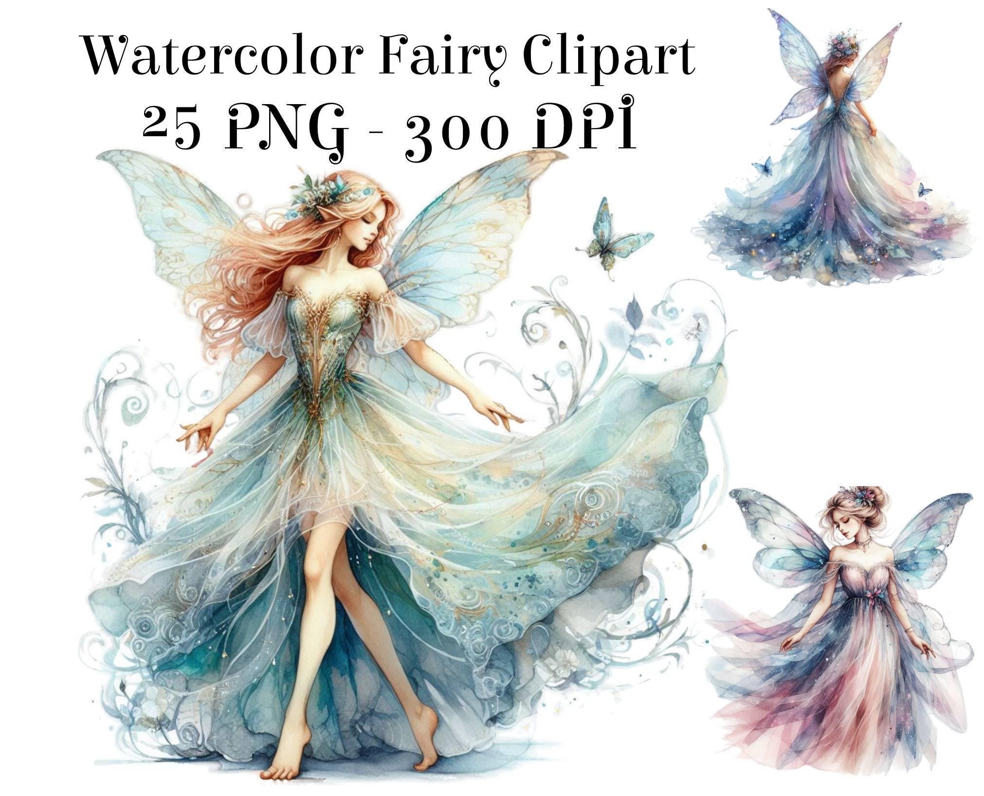 Watercolor Fairy Clipart Bundle, 25 Fairy PNG Files, Fantasy Fairy ...