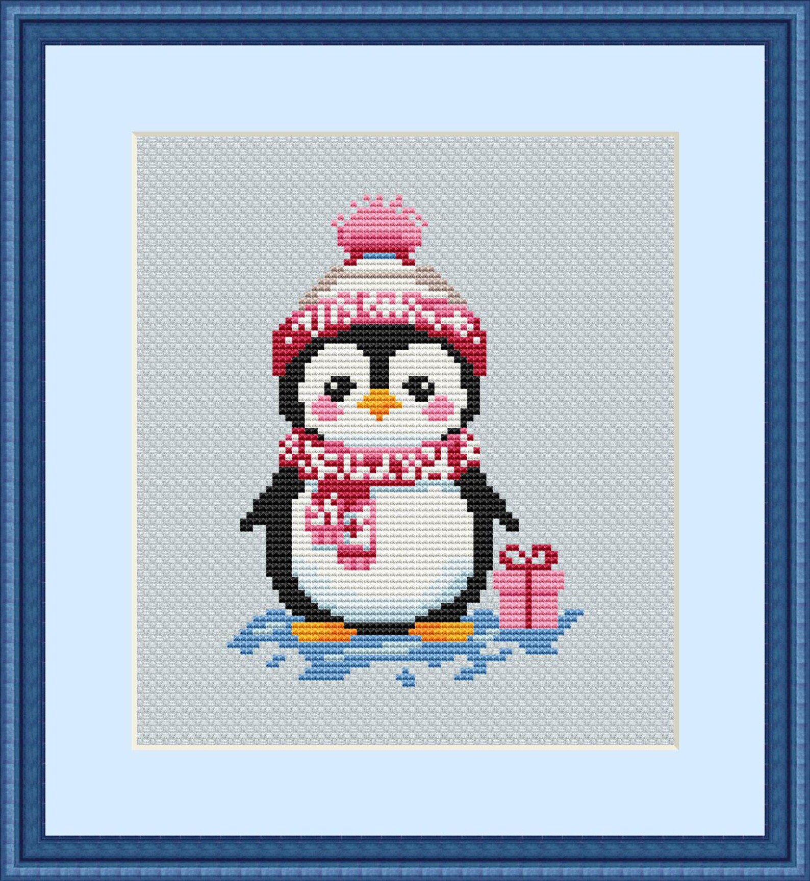 Cute Penguin Cross Stitch, Pattern PDF, Christmas Craft Design, Instant ...