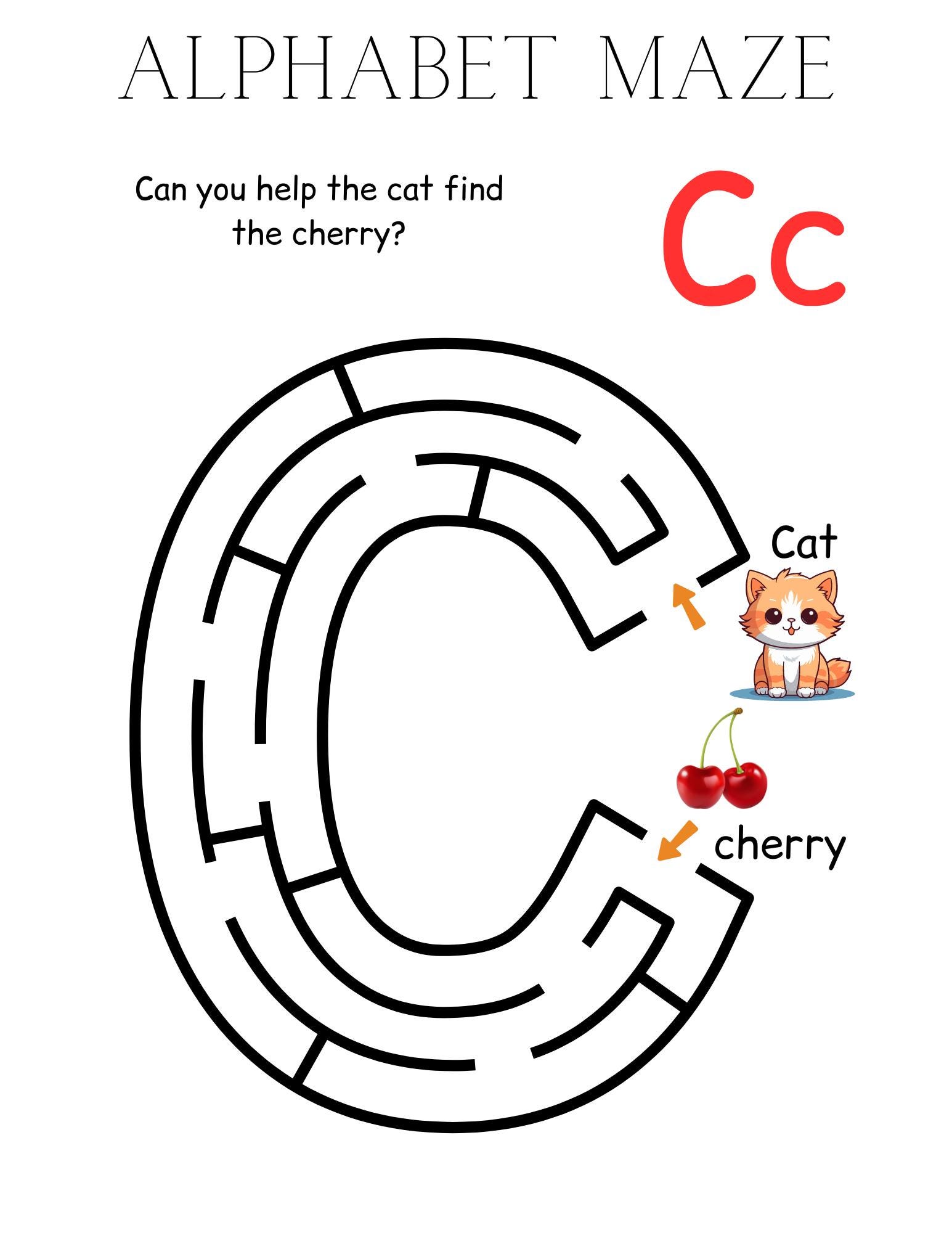 Alphabet Maze Printable | ABC Maze Activity for Kids | Educational ...