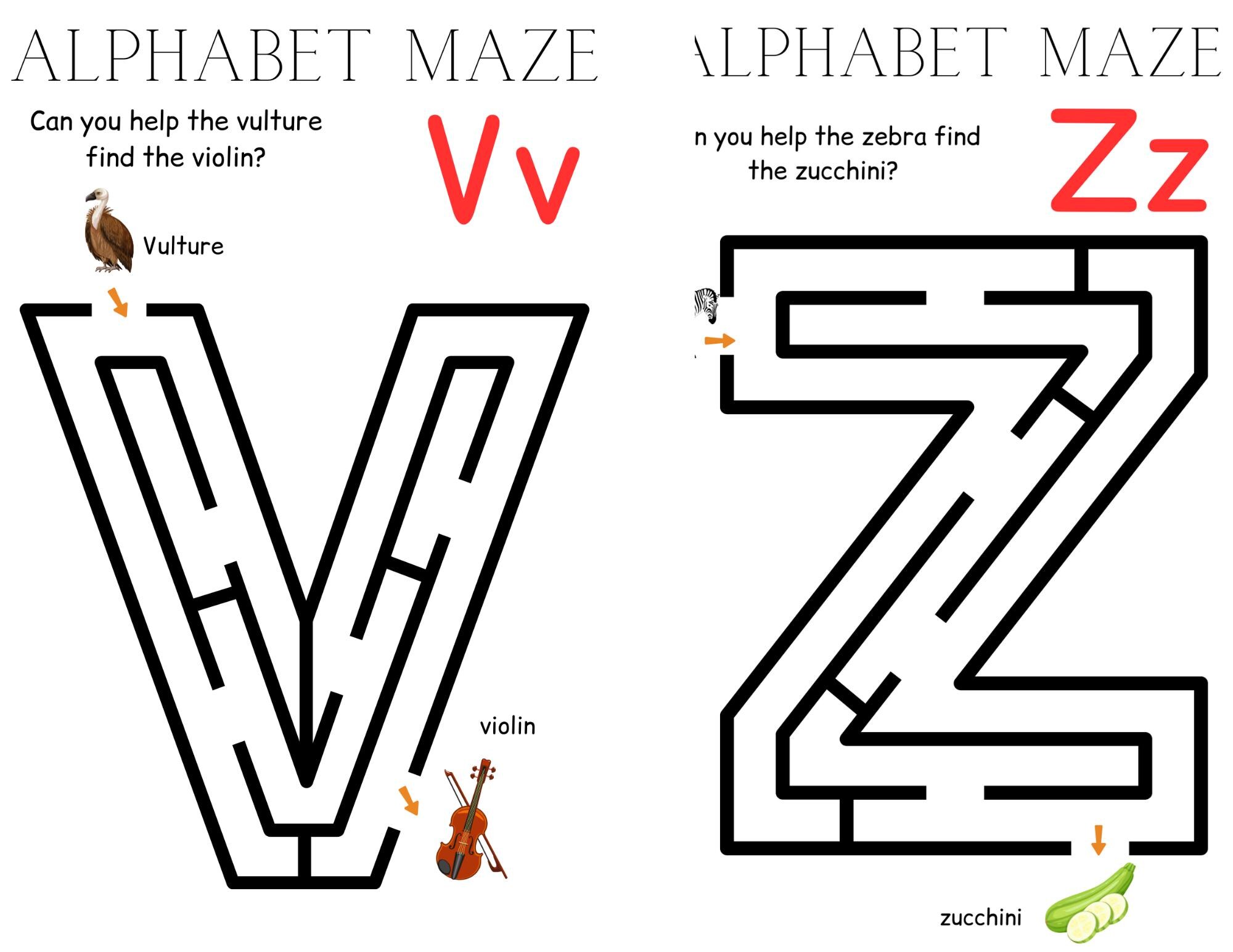 Alphabet Maze Printable | ABC Maze Activity for Kids | Educational ...