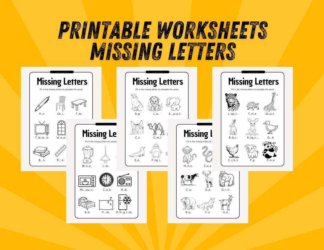 Missing Letter Worksheets, Educational Alphabet Activities, Literacy ...