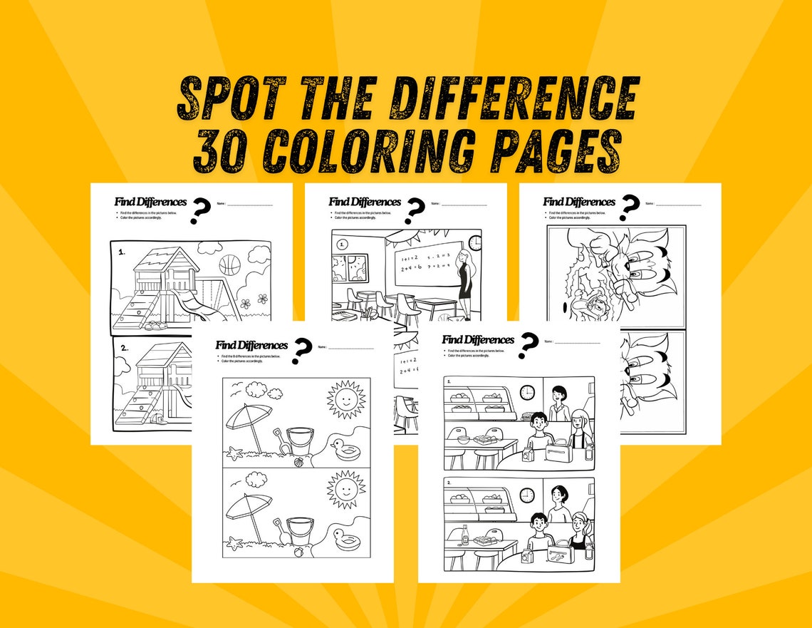 Spot the Difference With Coloring Pages for Kids, Fun & Educational ...