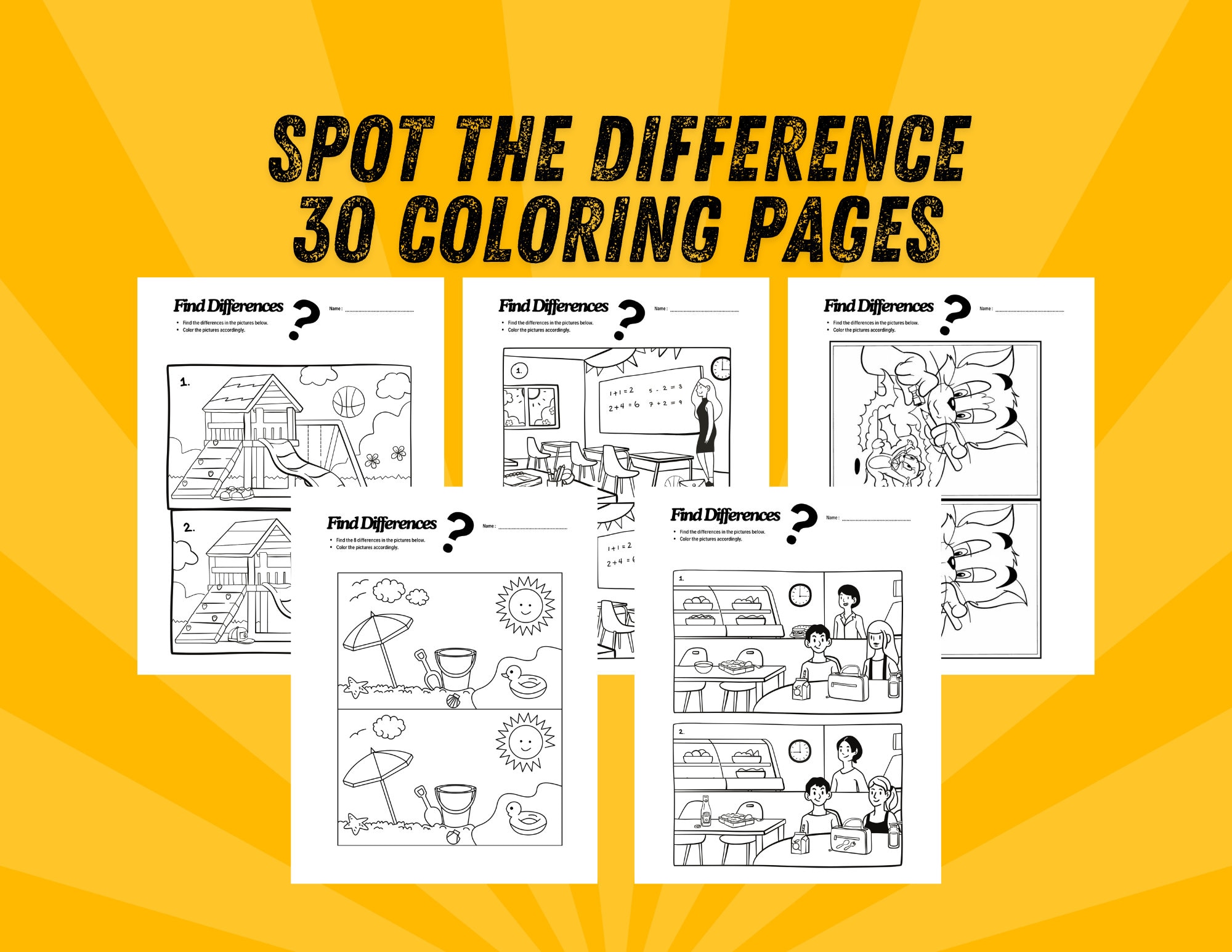 Spot the Difference With Coloring Pages for Kids, Fun & Educational ...