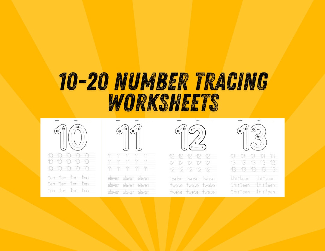 Printable 10-20 Number Tracing Worksheets for Kids | Fun & Educational ...